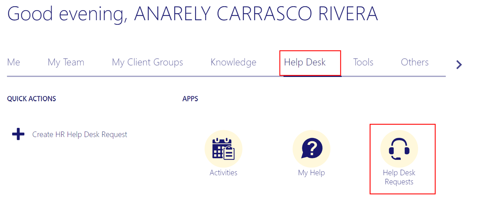 Display dashboards in HR Help Desk — Cloud Customer Connect