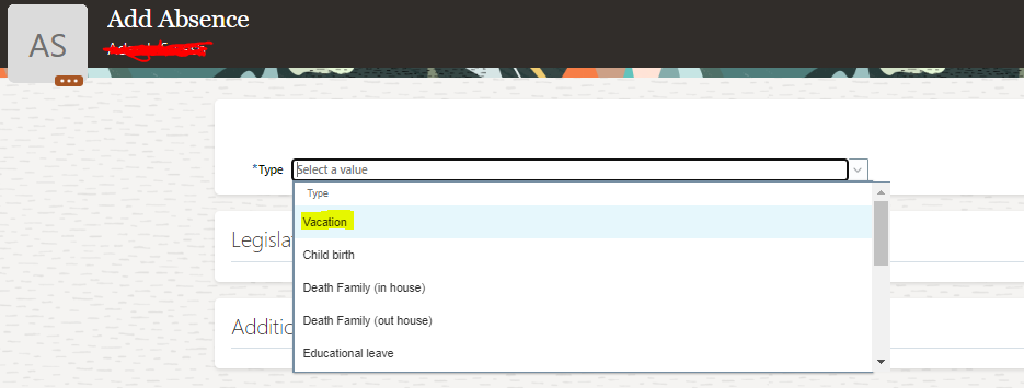 How Do I Default A Single Absence Type In The Lov Of Absence Type — Cloud Customer Connect
