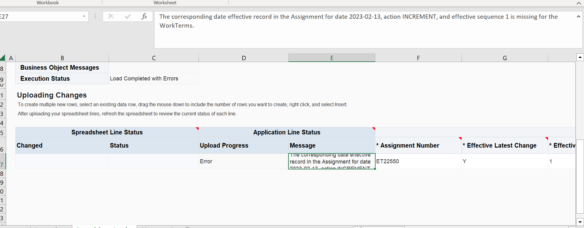 Hsdl Gives An Error Corresponding Date Effective Record In The Assignment Is Missing In