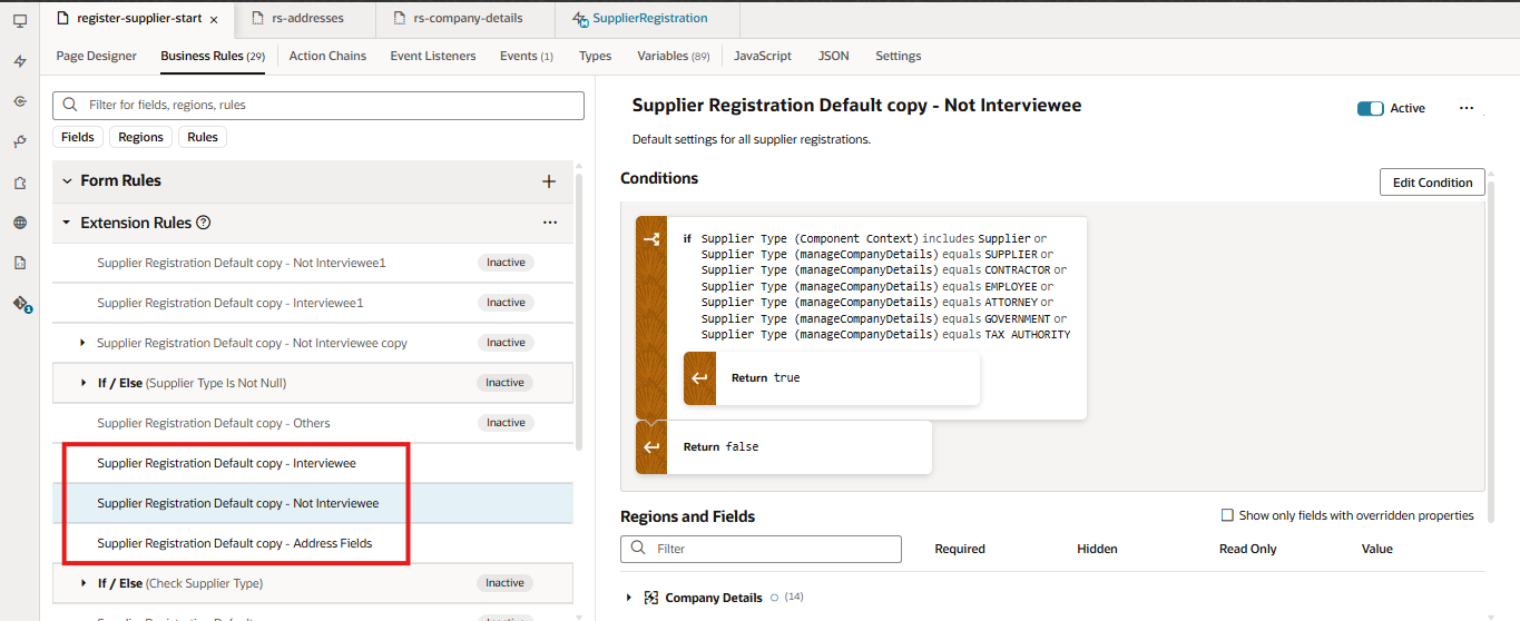 Configuring Default Value And Field Behavior Based On Supplier Type In Redwood Supplier