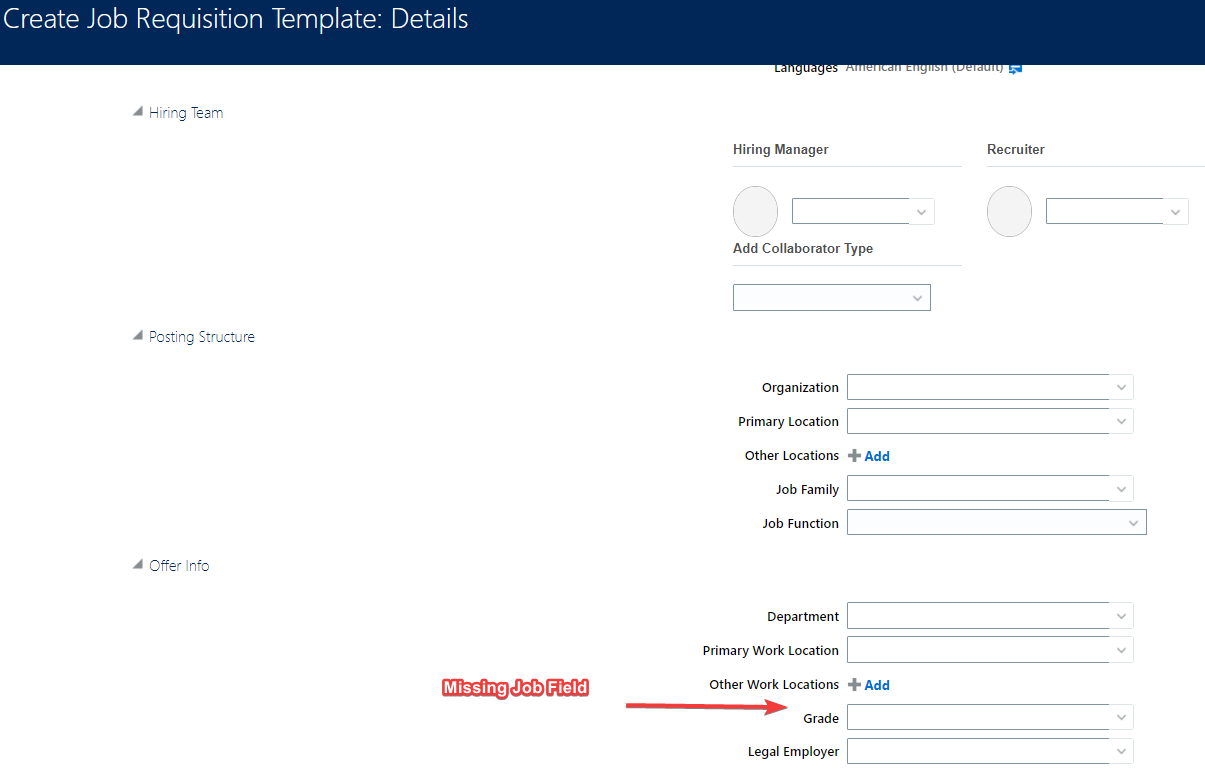 Job Requisition Template - Standalone is missing the "Job" Dropdown — Cloud Customer Connect