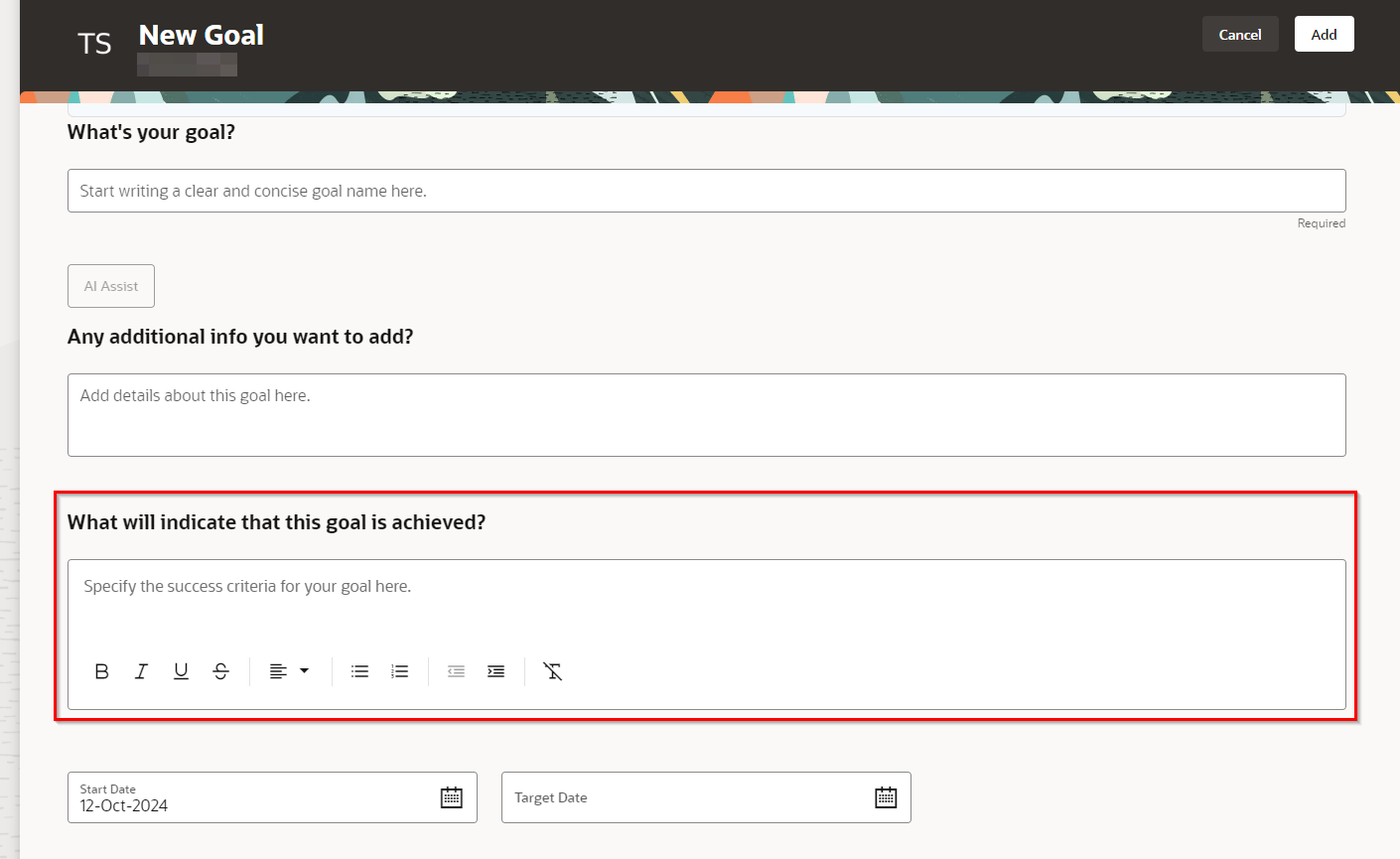 Able To Hide What Will Indicate That This Goal Is Achieved Success