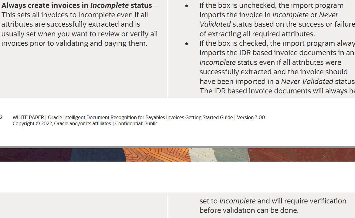 Scan invoices as "Incomplete" in IDR — Cloud Customer Connect