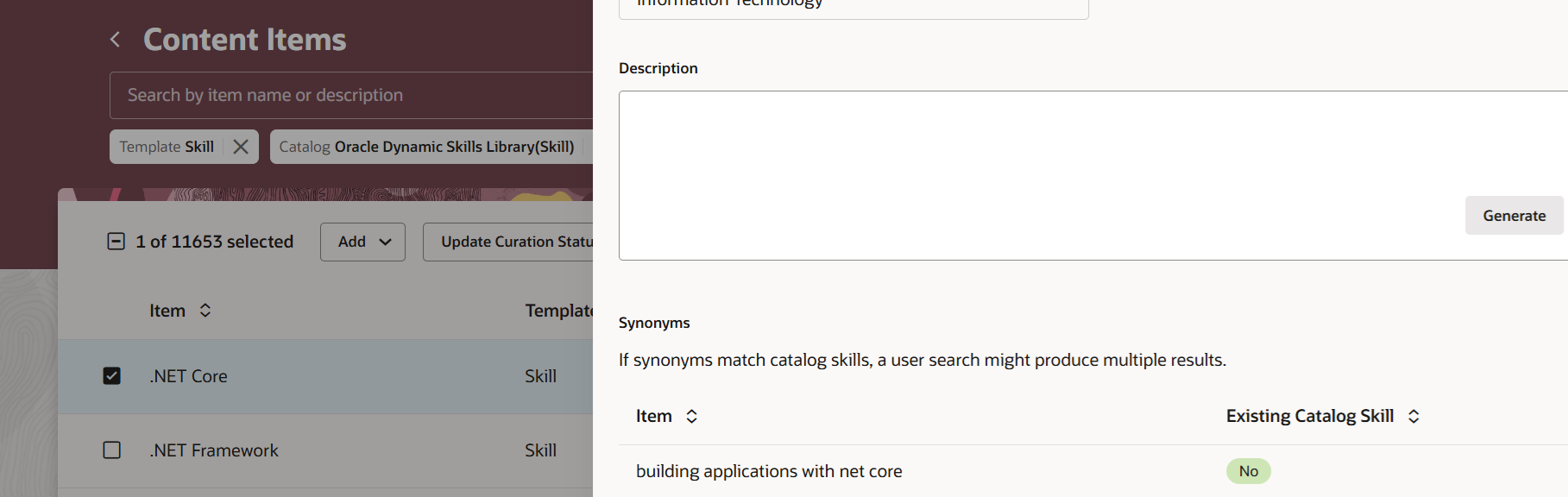 What table(s) stores the Dynamic Skills SYNONYMS that are configured ...