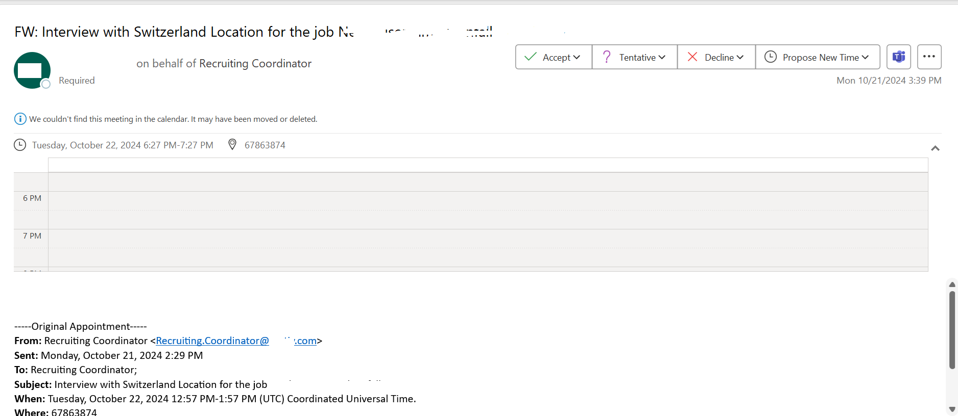 Blank Teams Invite Notification for Interview Schedule — Cloud Customer ...