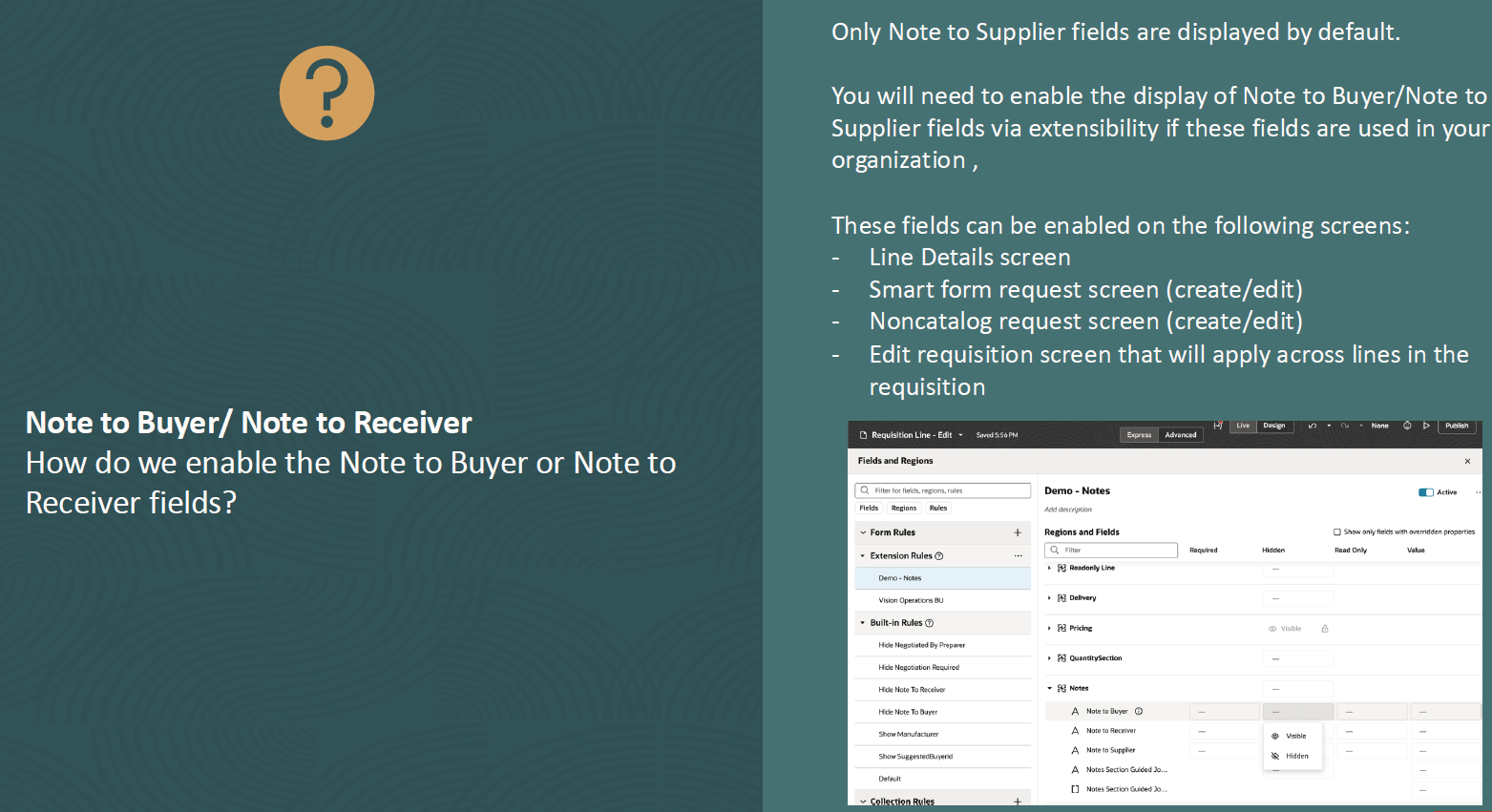 RSSP - How to unhide "Note to Buyer/ Note to Receiver" for redwood that ...