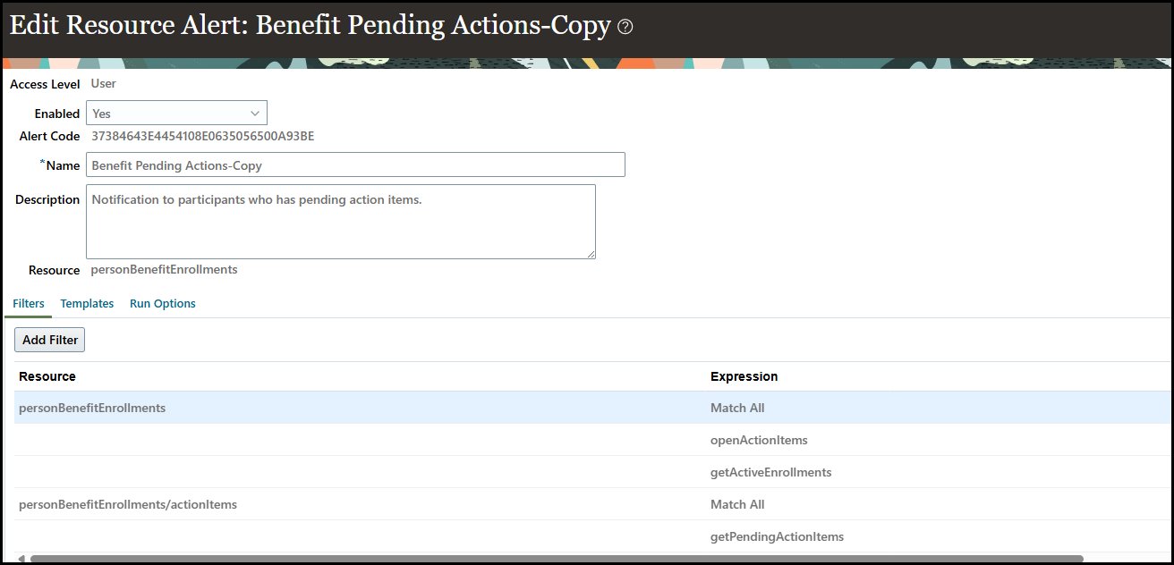 Resource alert is not picking up all the pending actions assigned to an ...