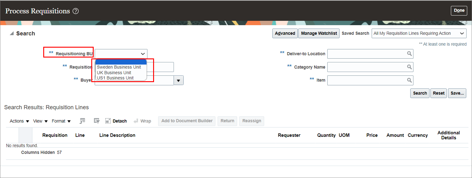 In Process Requisition Page Requisition Bu Lov Is Default To Only One Bu — Cloud Customer