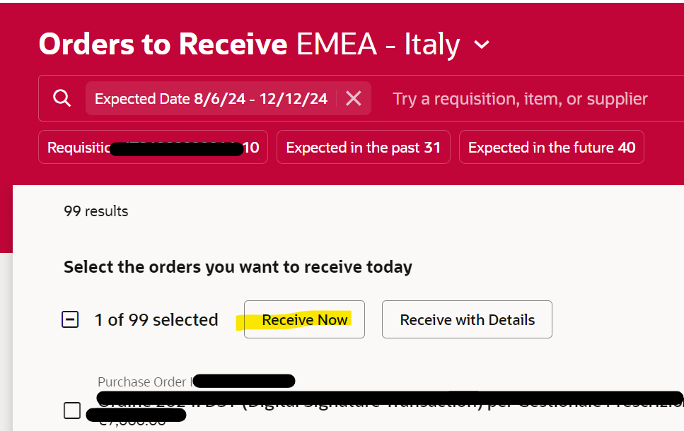 Is it possible to hide the button "Receive now" in RSSR Redwood module? — Cloud Customer Connect