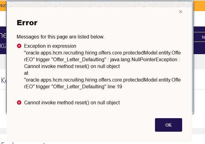 Getting Error when trying to default Job offer letter based on ...
