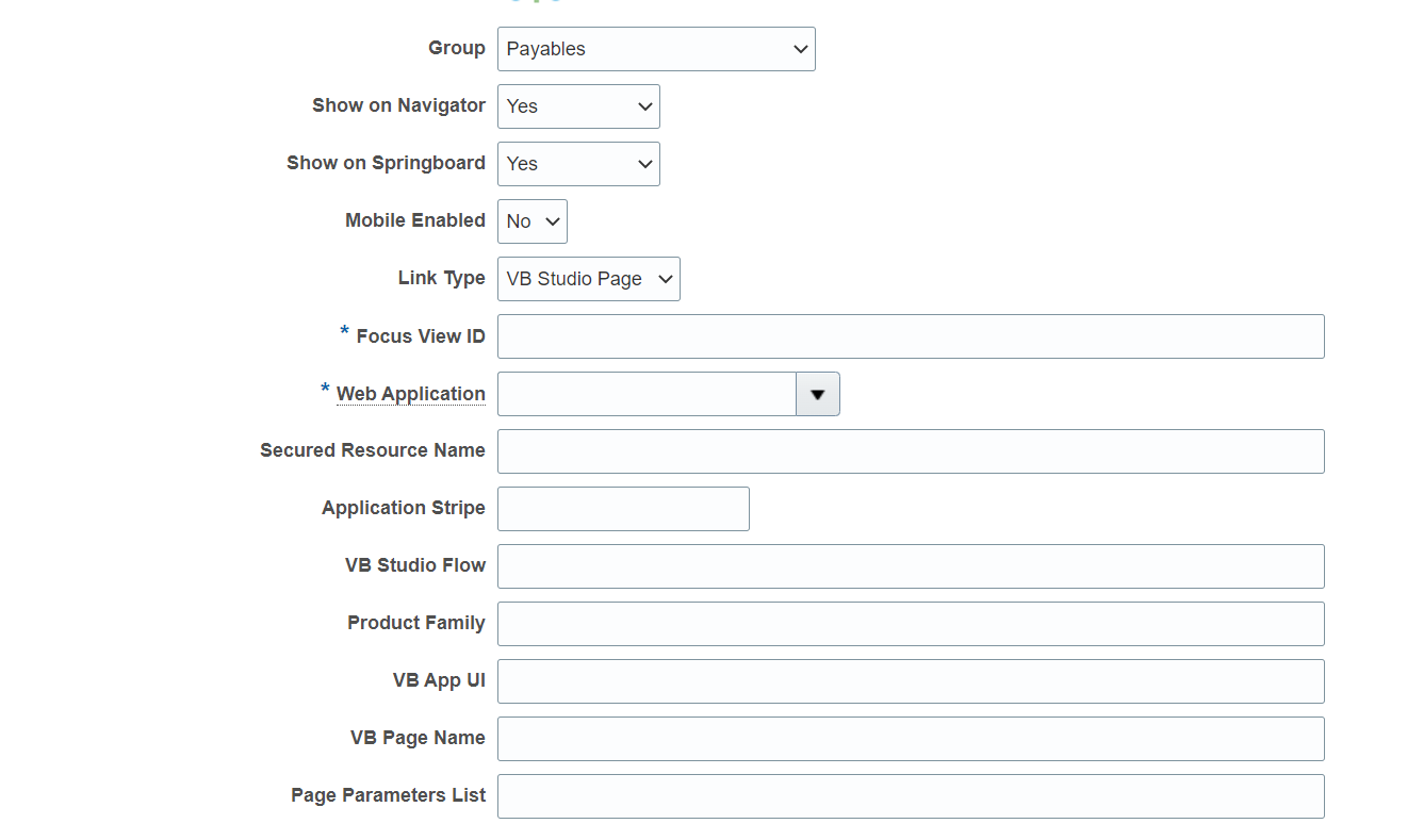 Adding a VB Studio page in Fusion SaaS Springboard — Cloud Customer Connect
