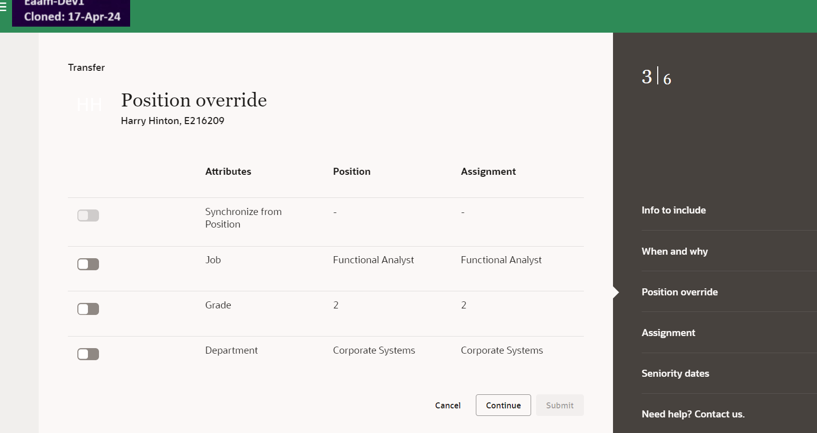 How to hide Position Override step from My Team employment flows ...