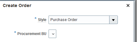 No Procurement BU Available in Dropdown When Creating Purchase Order — Cloud Customer Connect