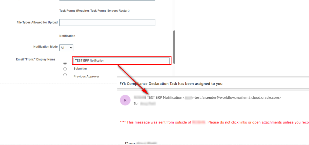 How to configure the "display name" in from email address only for ...