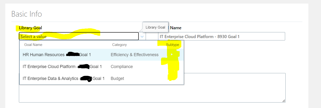 How to remove "SubType" from the Goal Library search bar — Cloud ...