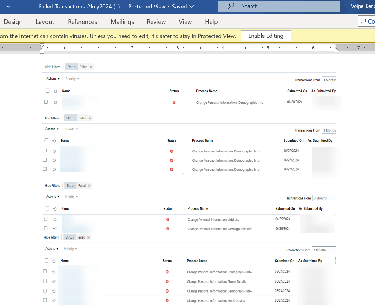 False Fails In Transaction Console After Updates To Personal Information New Redwood Pages