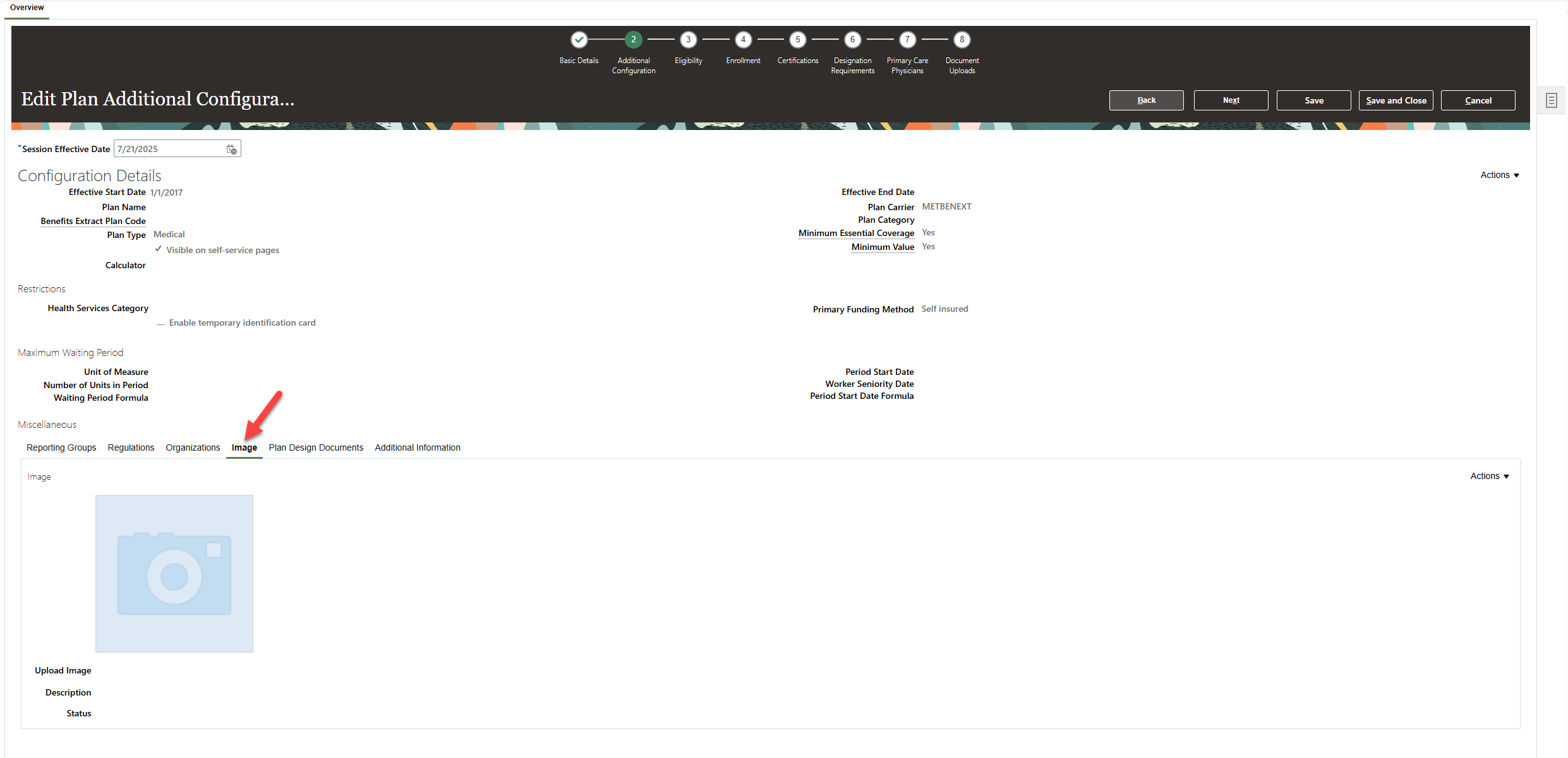 What is the exact image size needed to display the Benefit Plan properly on Benefit Self Service ...
