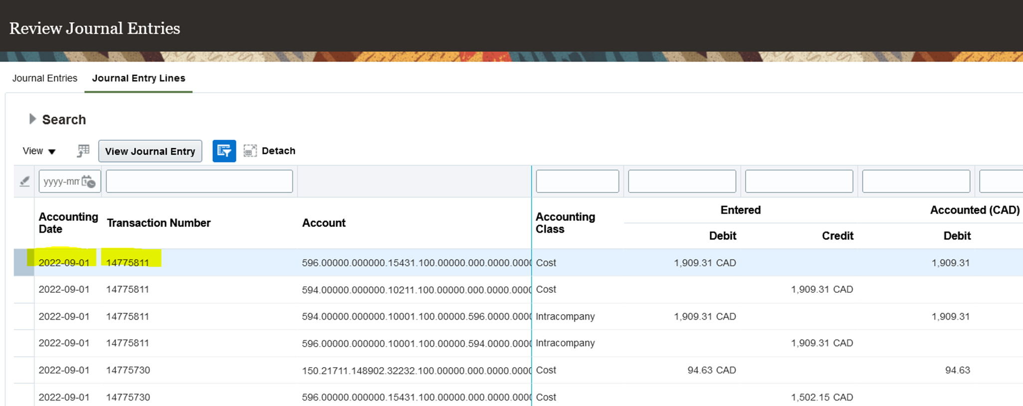Get Journal Entries Details For An Employee — Cloud Customer Connect
