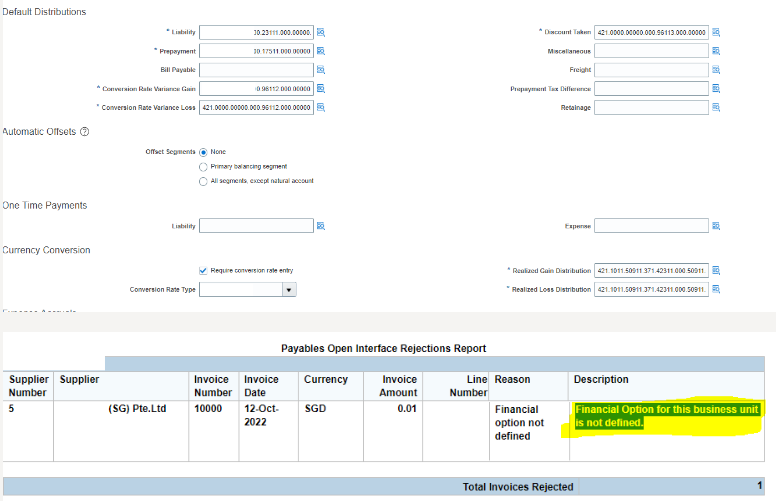 IC AP invoices to AP module but failed due to error Financial option not defined" Financial ...