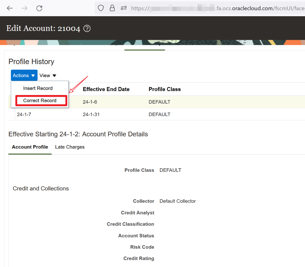 How To Correct Record For A Customer Account Profile History Record By Soap Api — Cloud
