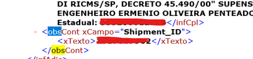 FDG - How to inform the tag "ObsCont" in XML for fiscal document ...