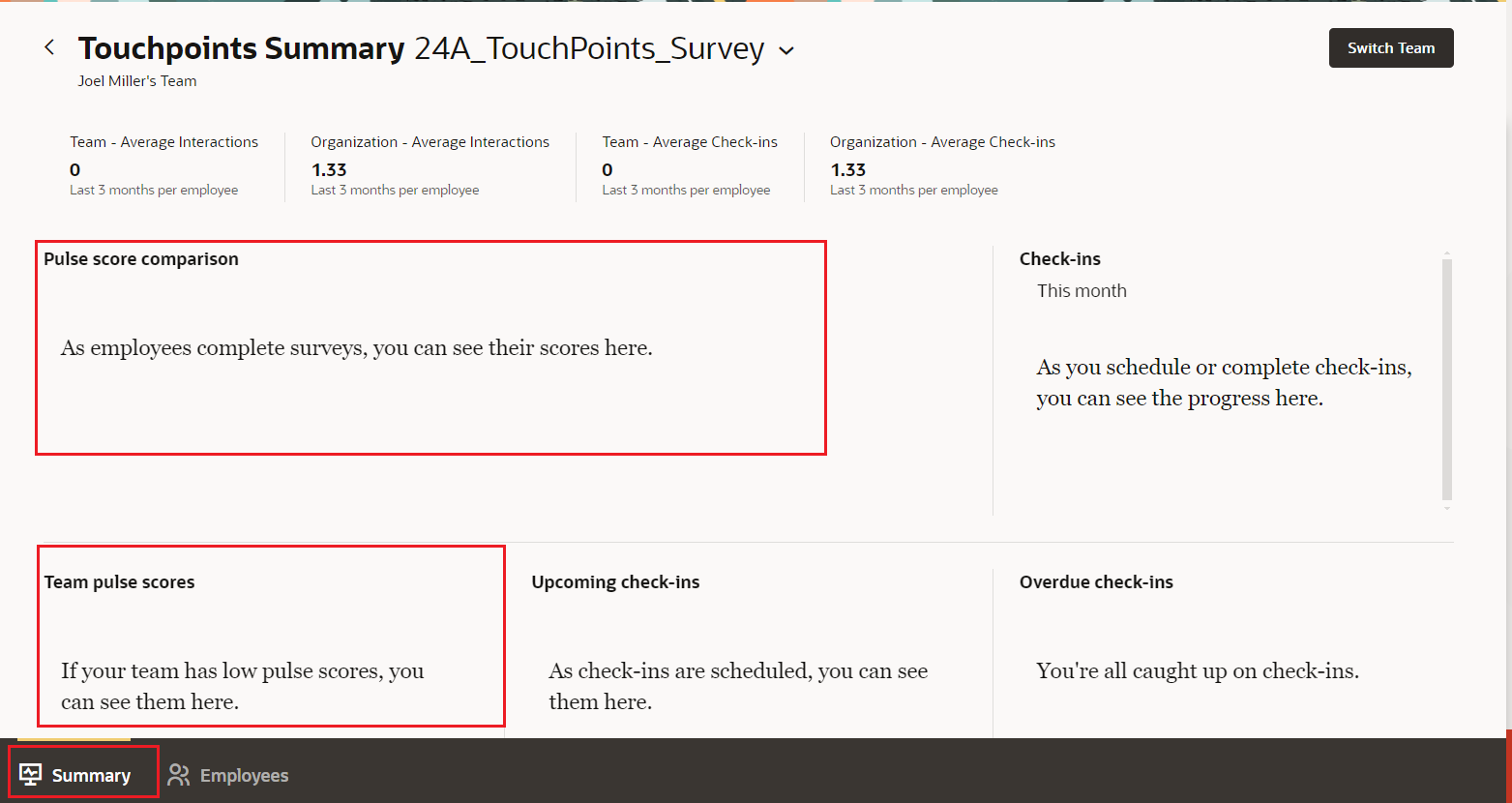 Not able to see Team pulse scores, Pulse score comparison in touchpoint ...