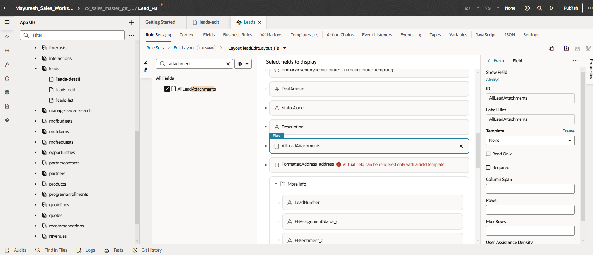Redwood How To Add Attachment Field In Edit Page In Sales Lead Object — Cloud Customer Connect