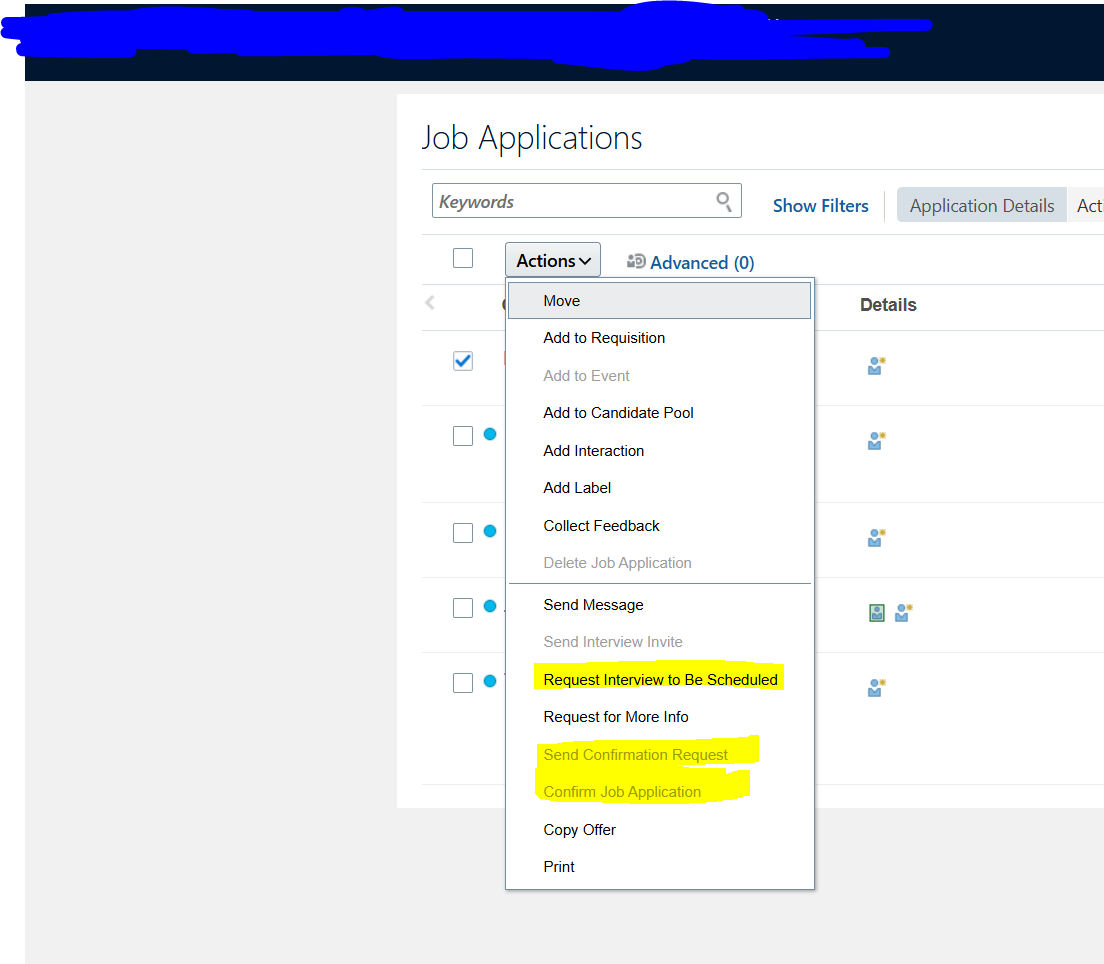 Control list of actions in grid view — Cloud Customer Connect