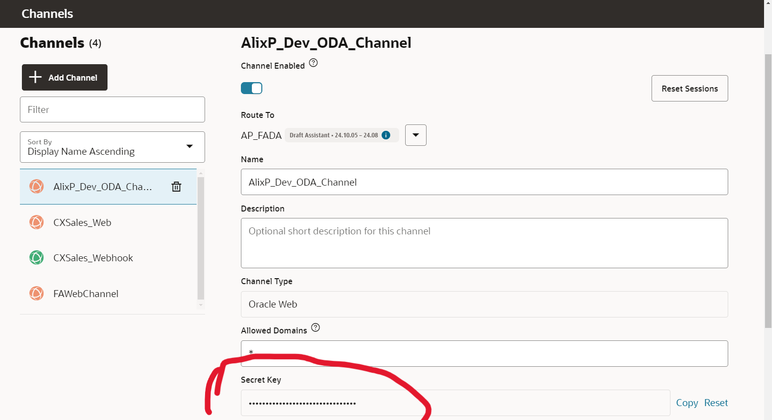 What is the source of Secret key which is used while creating channel ...