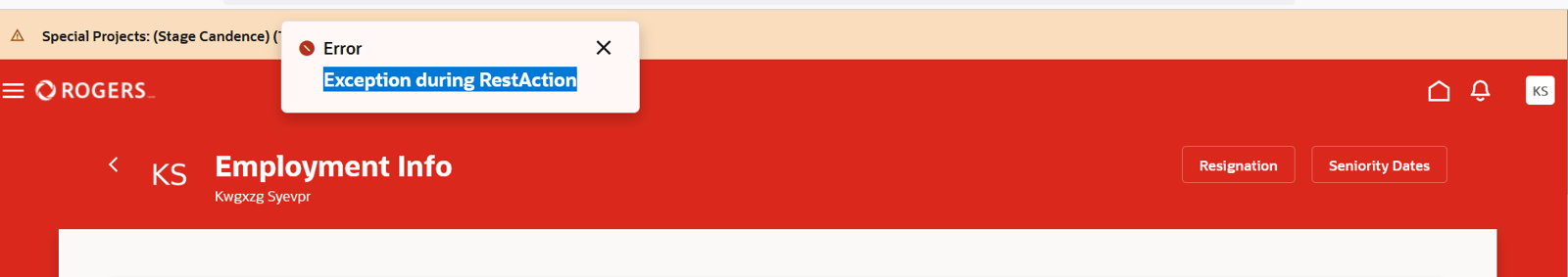 Exception During Restaction Error In Employment Info Page In Redwood Pages — Cloud Customer Connect