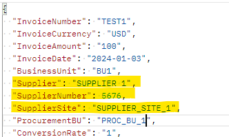 Create an AP invoice using supplier number instead of supplier name in the REST API payload ...