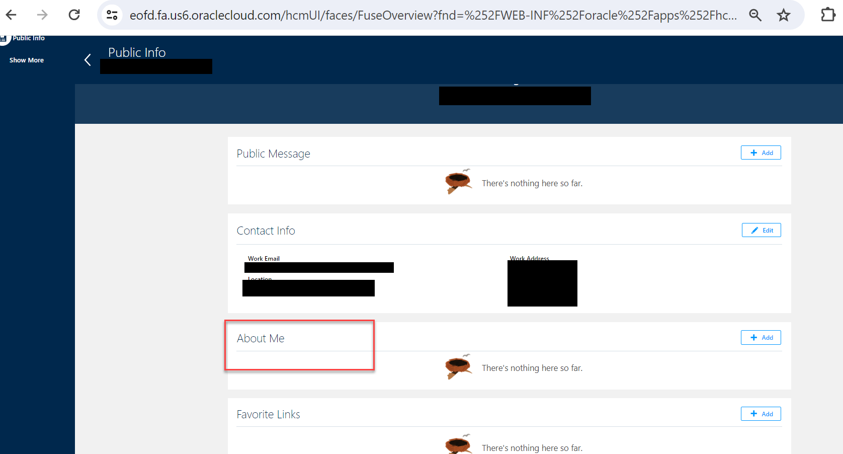 Can we display About Me section that is available under My public info ...