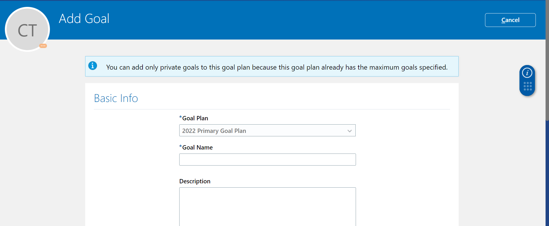 Need To Change The Pop Up Message That Says This Goal Plan Already Has 
