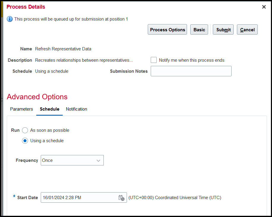 Recommended schedule frequency for job 'Refresh Representative Data ...