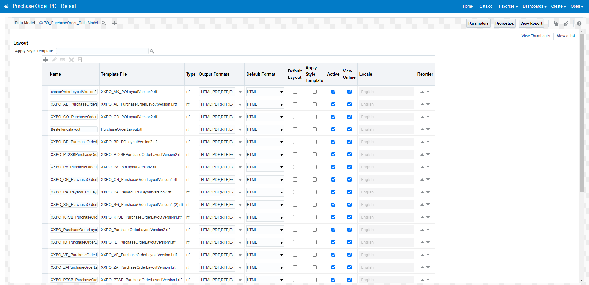 Extract Layout Templates in Report — Cloud Customer Connect