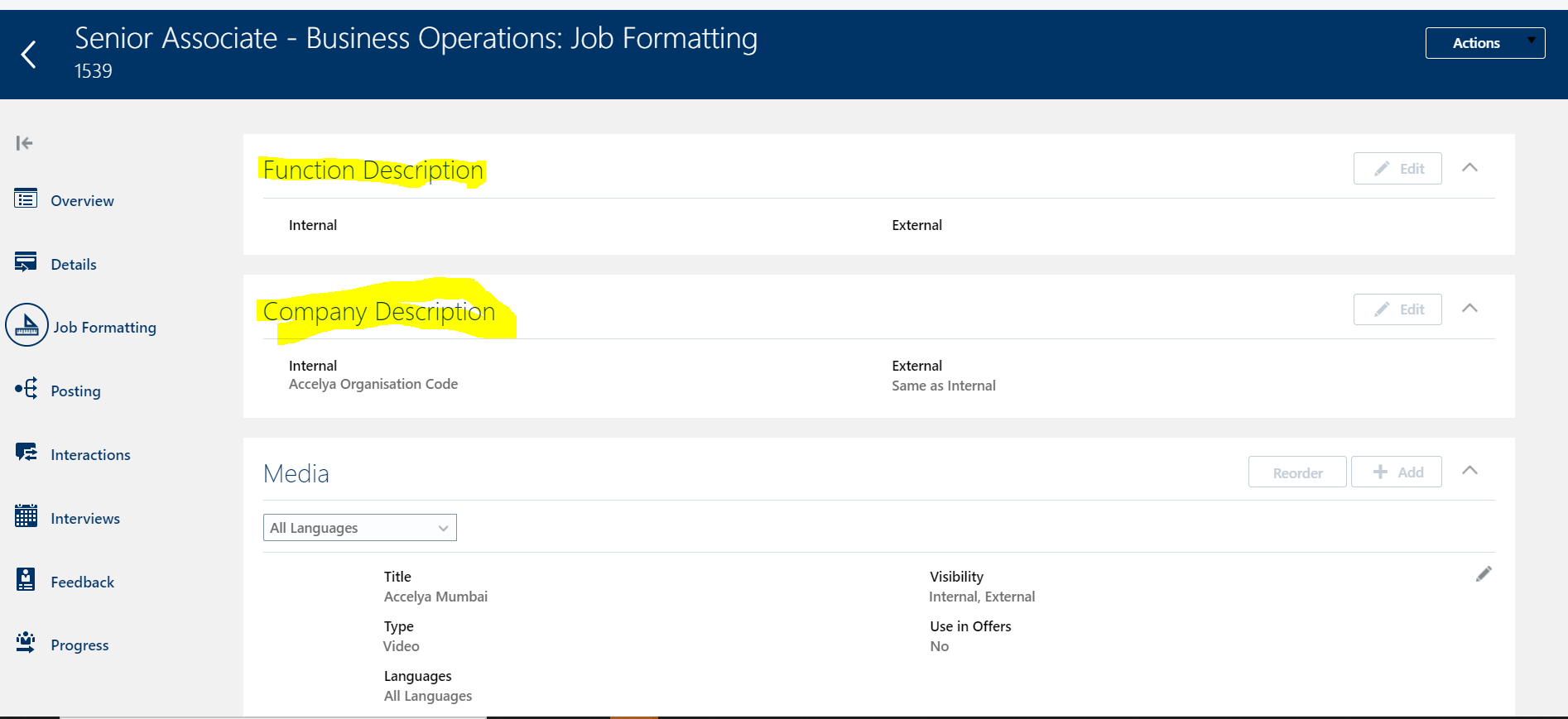 What is the use of Function description and Company description under ...