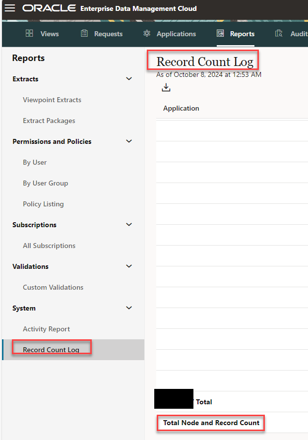 Does an EPM auto job or REST API to pull the record count log and Total Node and Record Count ...