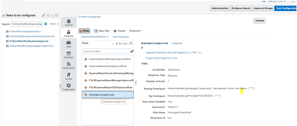 How to set auto rejection rule for expense report — Cloud Customer Connect