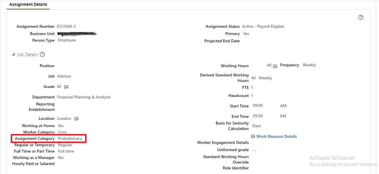 HDL for updating assignment category — Cloud Customer Connect