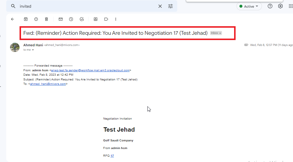 how to edit Supplier negotiation invitation email subject — Cloud ...
