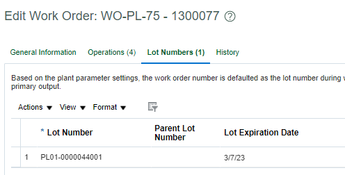 Manage Lots displays lot numbers that haven't been really created ...
