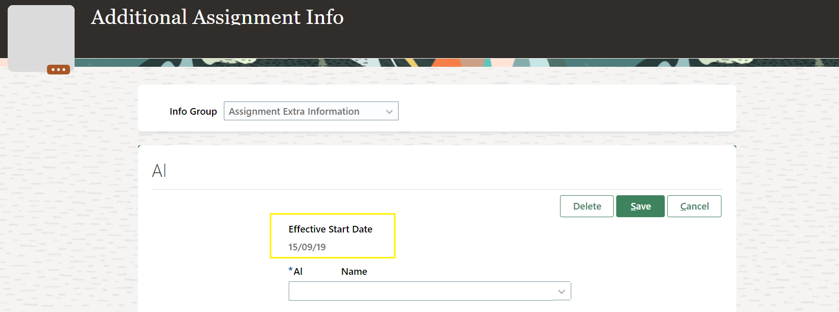 Effective Start Date for Additional Assignment Info is defaulted to Employee Hire Date in RUI ...