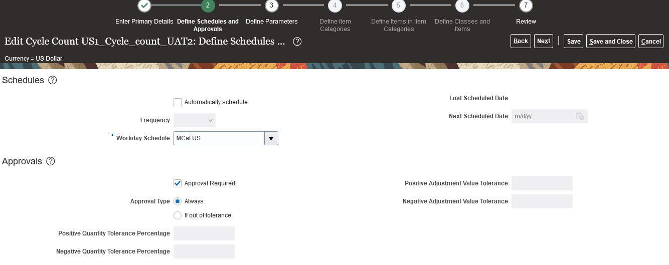 Perform Full Cycle count not generating any schedules or Sequences — Cloud Customer Connect