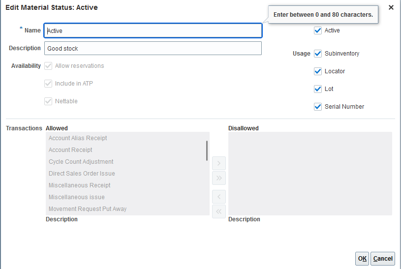 Material status reservations — Cloud Customer Connect