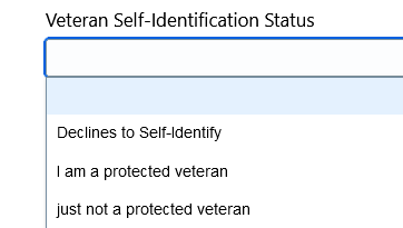 Can we change the meaning of Veteran Self-Identification Status on ...