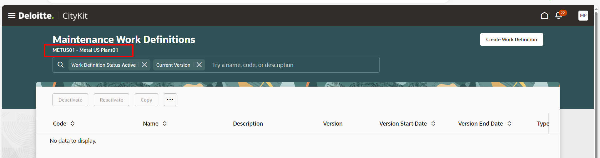 Why No Results Displayed In Manage Maintenance Work Definition Redwood Page — Cloud Customer