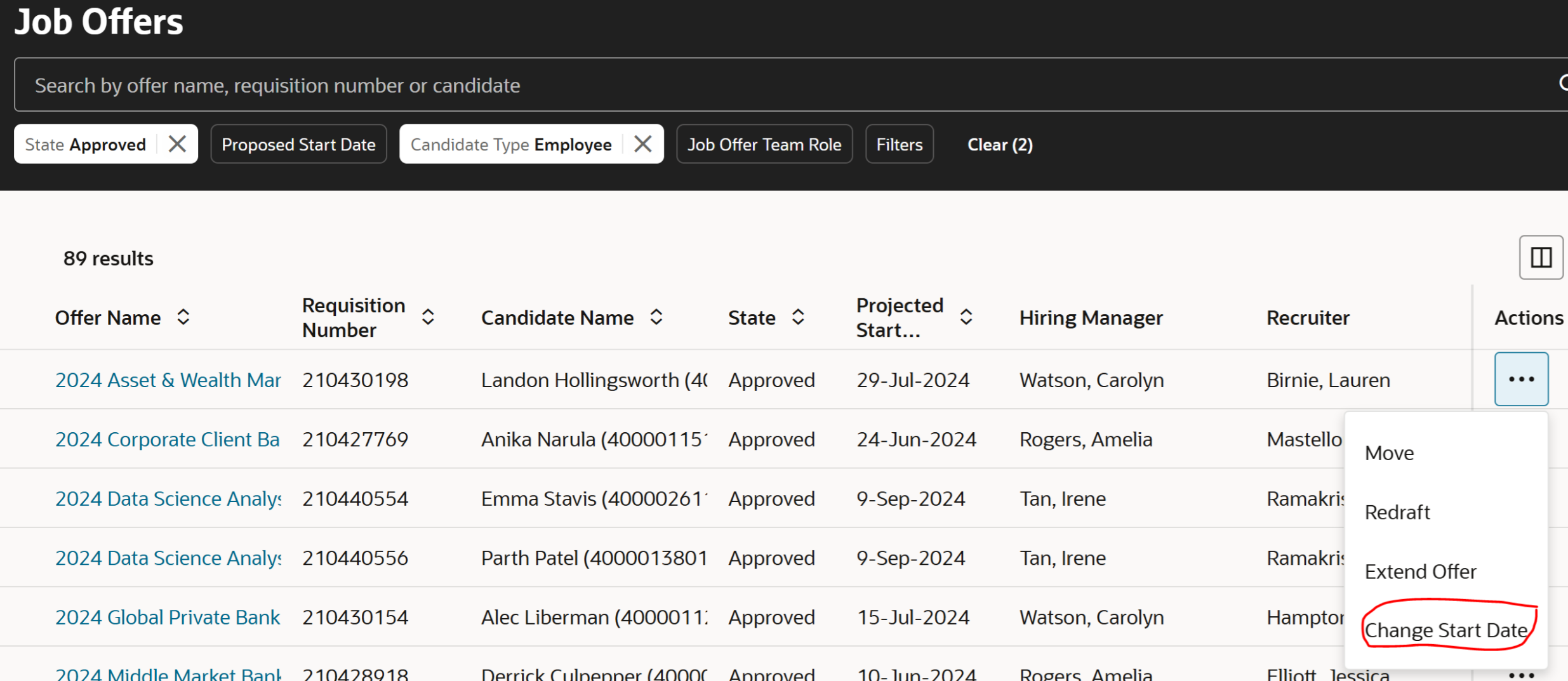 How to remove Change Start Date option from Recruiting Activity Center Navigation pages? — Cloud ...