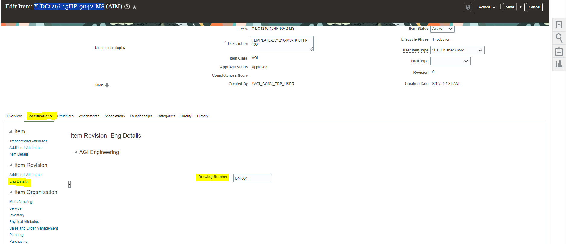 Where can i find Item Drawing Number in Oracle Fusion ERP tables ...
