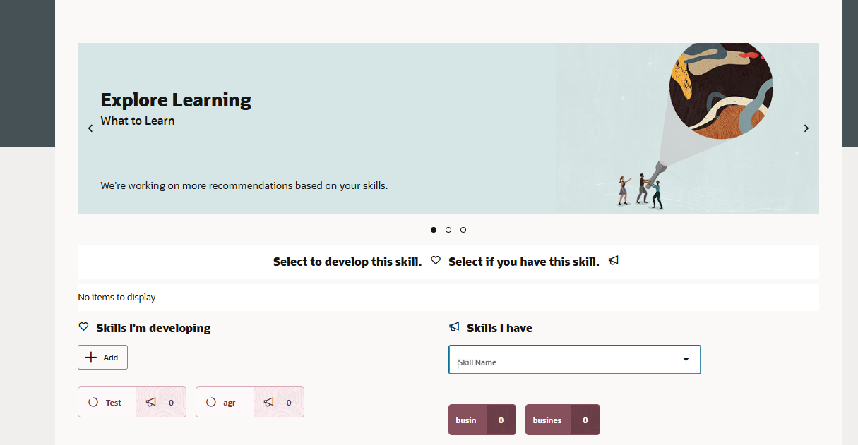 Dynamic skill issue: Login as the employee we don't see any skills in ...