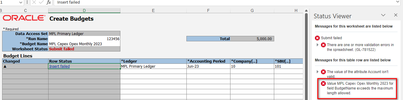 Value **** for field BudgetName exceeds the maximum length allowed. — Cloud Customer Connect